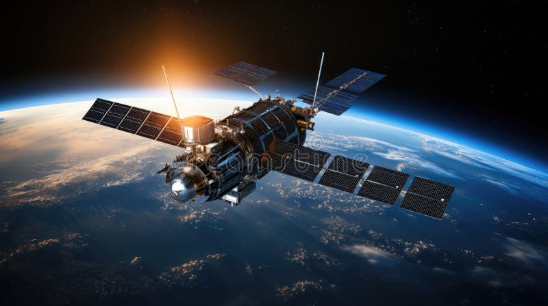 Modern Navigation Satellite Satellite at the Earth Orbit Stock ...