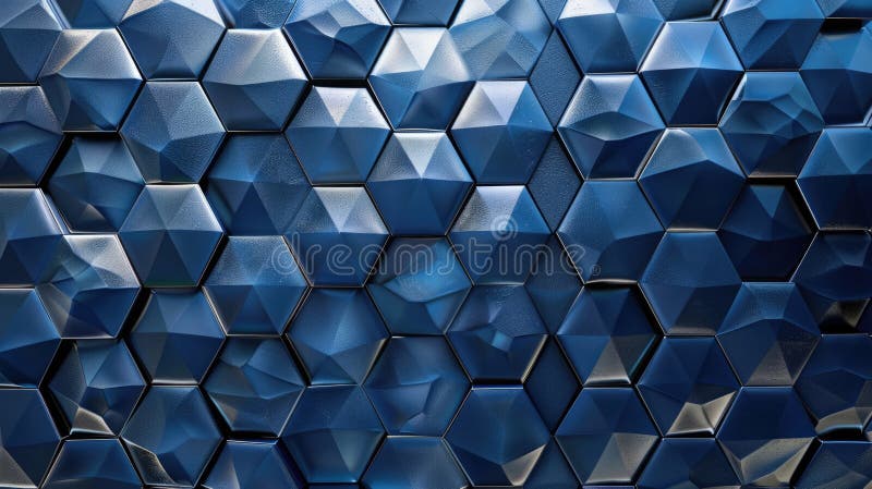 Modern Navy Blue and Silver Abstract Pattern, Uniform Honeycomb ...