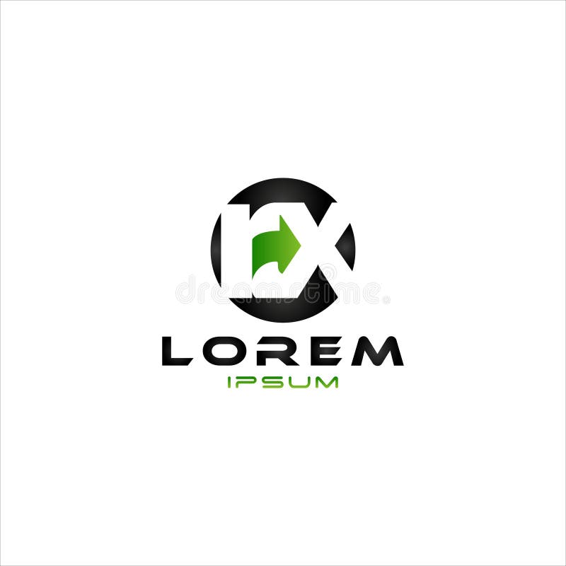 Modern Negative Space RX Corporate Logo with Abstract Arrow and Bold ...