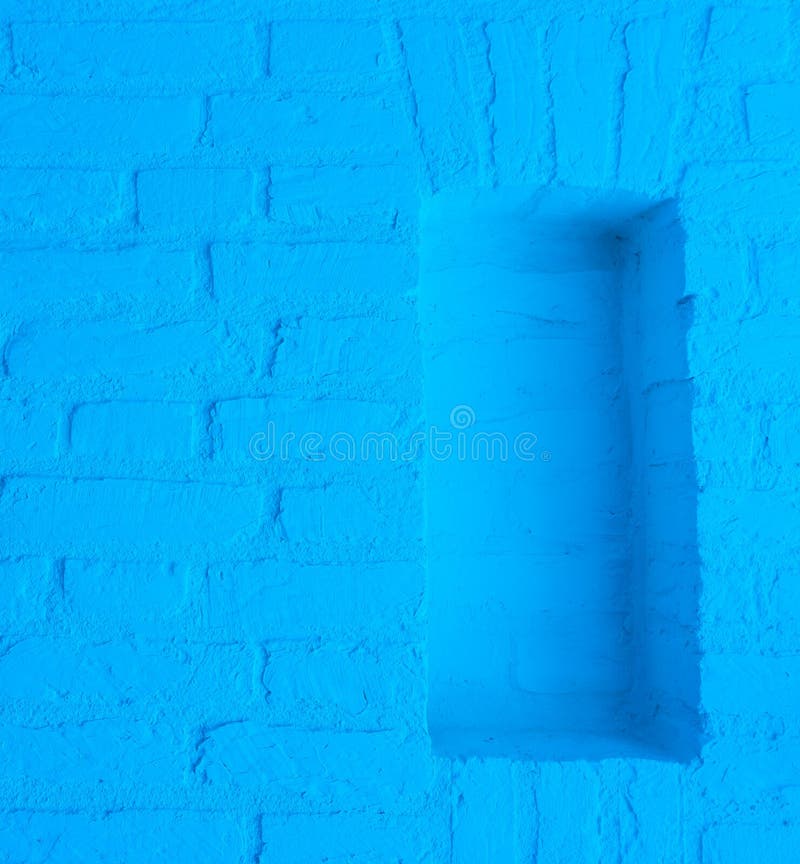 Modern Neon Blue Colored Brick Wall Texture Background with Empty ...