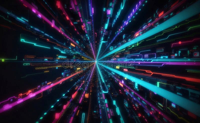 A Modern Neon Digital Abstract of Network Digital Storages Stock ...