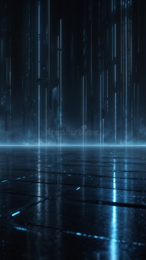 Modern Neon Illuminated Tile Floor in a Dark Sleek Interior Setting ...