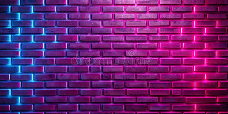 Modern Neon Light Brick Wall Texture for Background. High Resolution ...