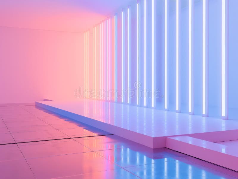 Modern Neon Light Installation Stock Image - Image of gradient, color ...