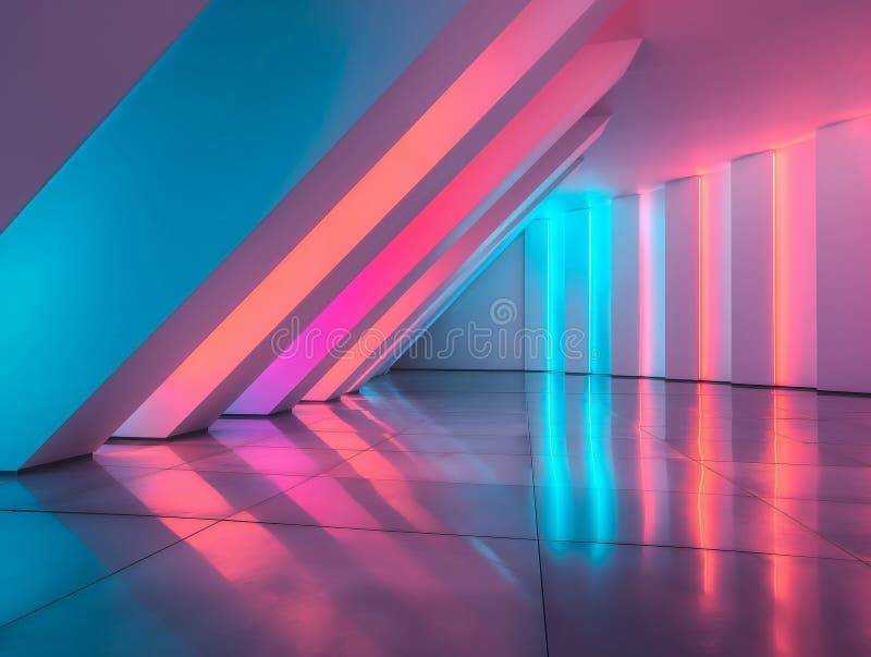 Modern Neon Light Interior stock image. Image of installation - 316926023