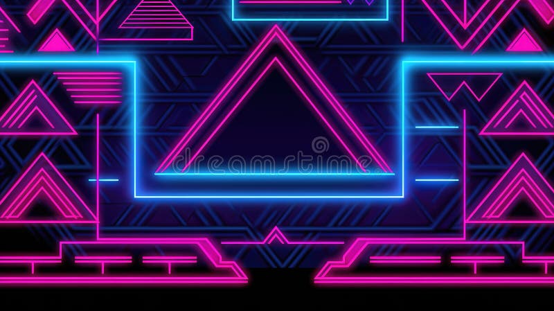 Modern Neon Light Pyramid Styled Wallpaper, Ai Generated Image Stock ...
