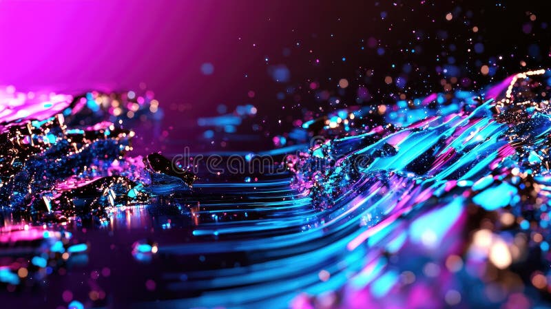 Modern Neon Liquid Wave Visualizing Abstract Big Data Stream Stock ...