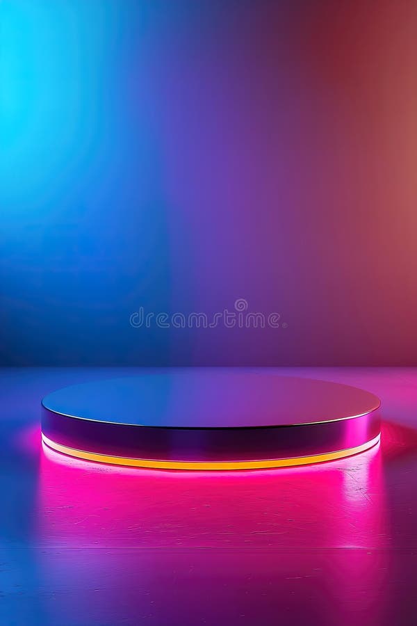 Modern Neon-lit Podium for Product Presentation Stock Photo - Image of ...