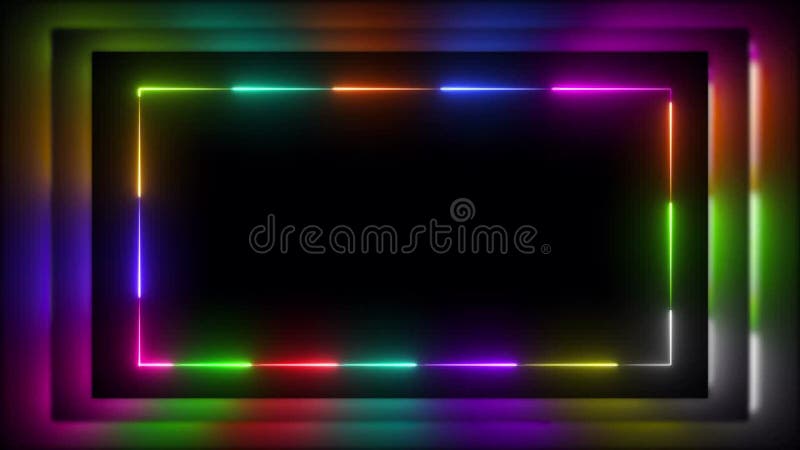 Modern Neon Rectangle Frame Animation. Loop Animation Neon Rectangle ...