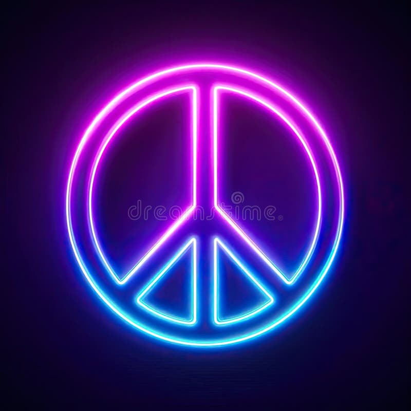 Modern Neon Sign Depicting Peace Symbol Stock Illustration ...