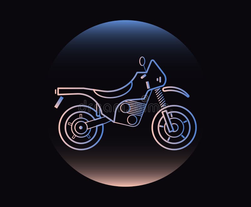 Modern Neon Thin Icon of Motorcycle on Black Background. Stock Vector ...