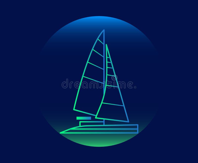 Modern Neon Thin Icon of Ship on Blue Background. Stock Vector ...