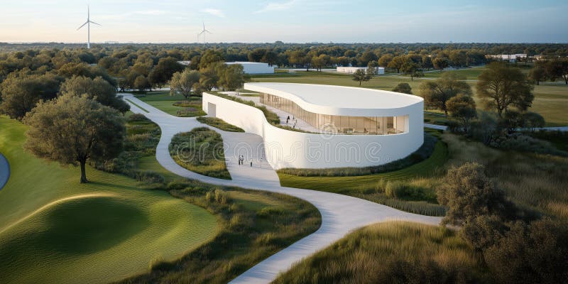 Modern Net Zero Carbon Industrial Building Surrounded by Greenery Stock ...