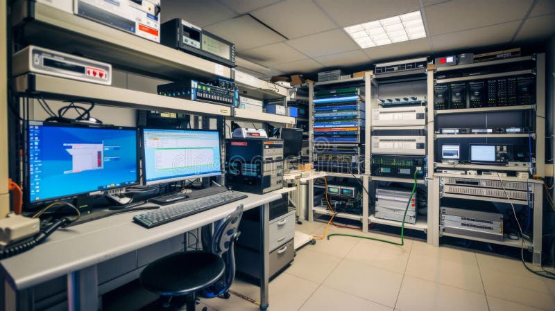 High-tech Server Room with Network Equipment and Computers Stock Photo ...
