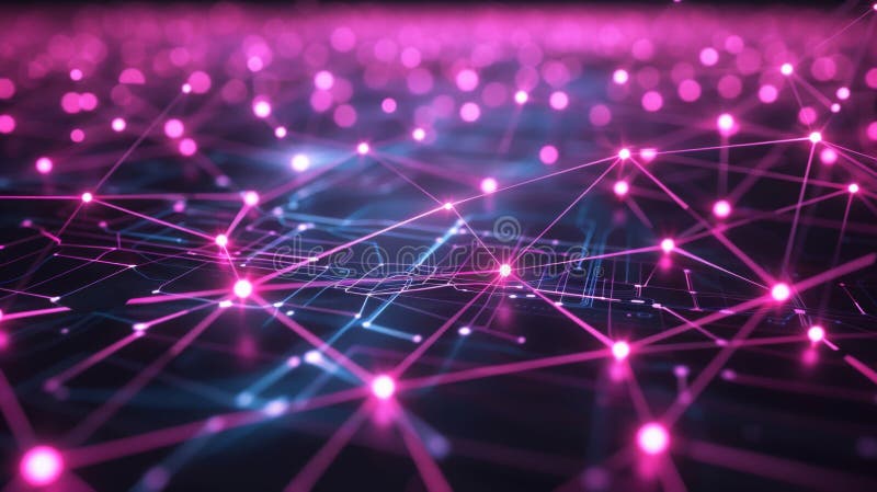 Modern Network Connection Structure with Glowing Pink Nodes Stock ...