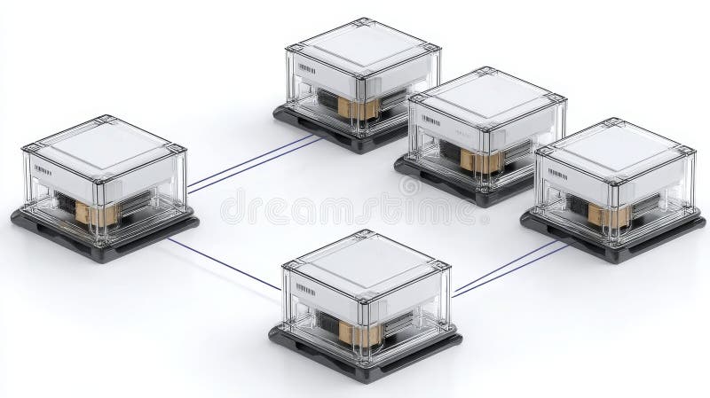 Modern Network Devices Interconnected on a Minimalist White Surface ...