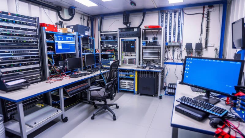 Modern Network Operations Center with Advanced Equipment and Screens ...