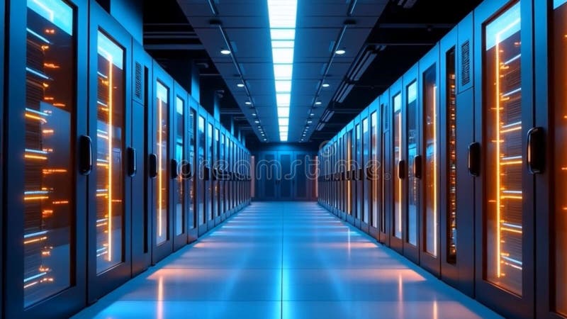 Modern Network Server Room with Data Racks and Cables Stock Video ...