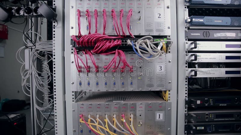 Utp Cables Big Server Rack. Network Cable Connecting on Network Gigabit ...