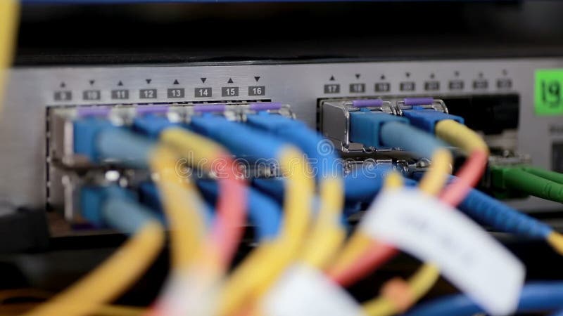 Utp Cables Big Server Rack. Network Cable Connecting on Network Gigabit ...