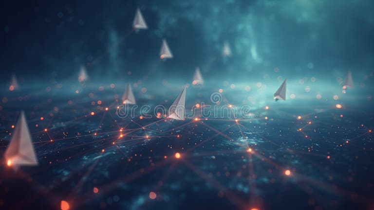 Modern Networking Concept with Paper Planes in a Pattern Against a ...