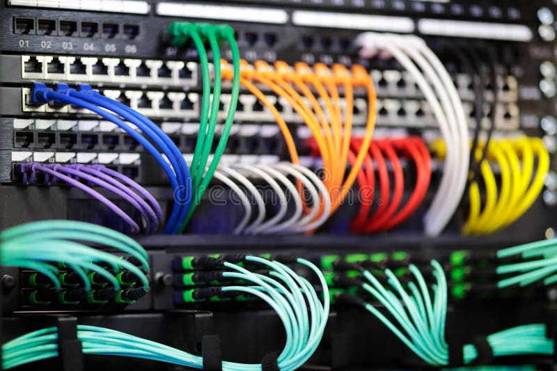 Modern Networking Equipment in Server Racks Stock Photo - Image of ...
