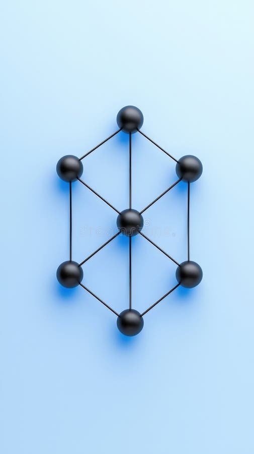 Modern Networking Nodes and Lines on Blue Background Stock Illustration ...