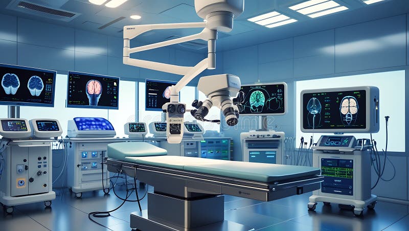 Modern Neurosurgery Operating Room Stock Illustration - Illustration of ...