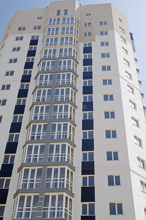 New Executive Apartment Building in City Stock Image - Image of blue ...