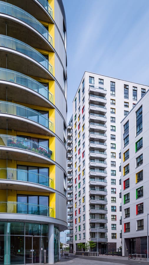 Modern, New Executive Apartment Building Stock Image - Image of reading ...