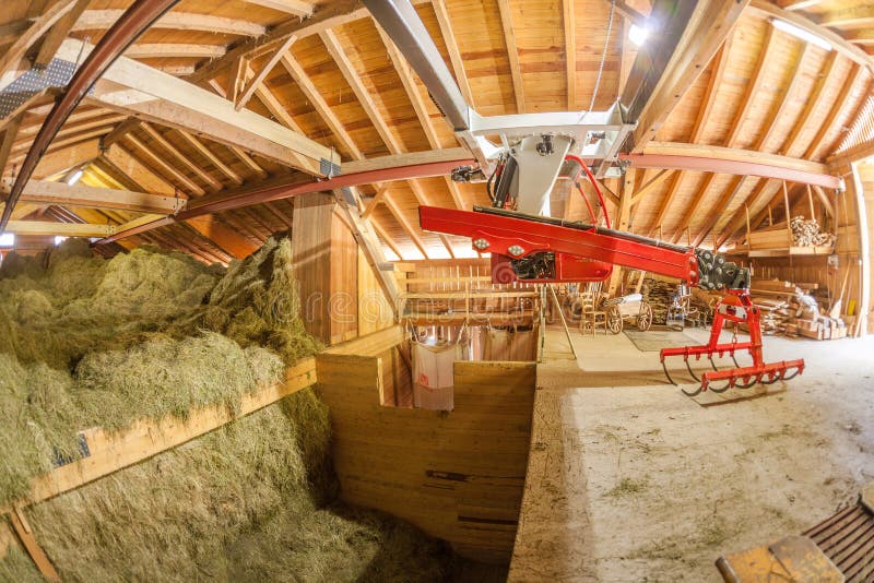 Modern New Hayloft during Haymaking Stock Photo - Image of beauty ...