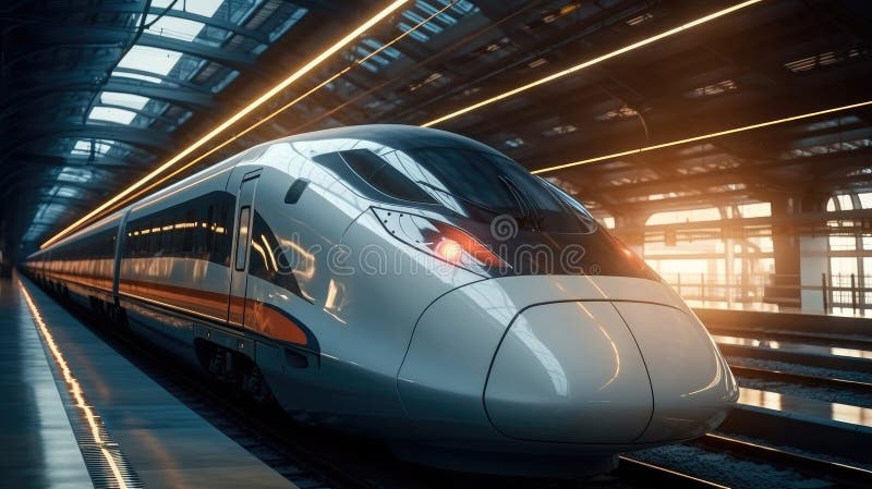 Modern New High Speed Train in Station, the Platform of a Passenger ...