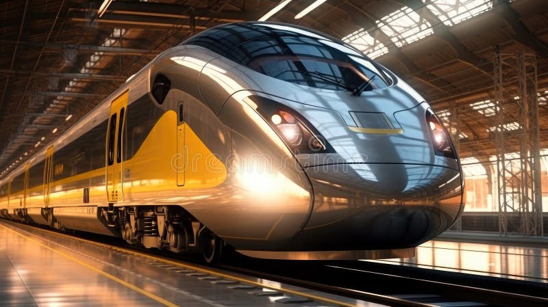 Modern New High Speed Train in Station, the Platform of a Passenger ...