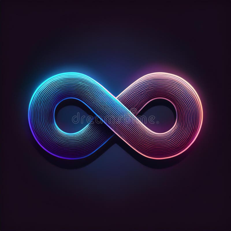 3D Infinity Eight Logo in Neon Colors Stock Illustration - Illustration ...