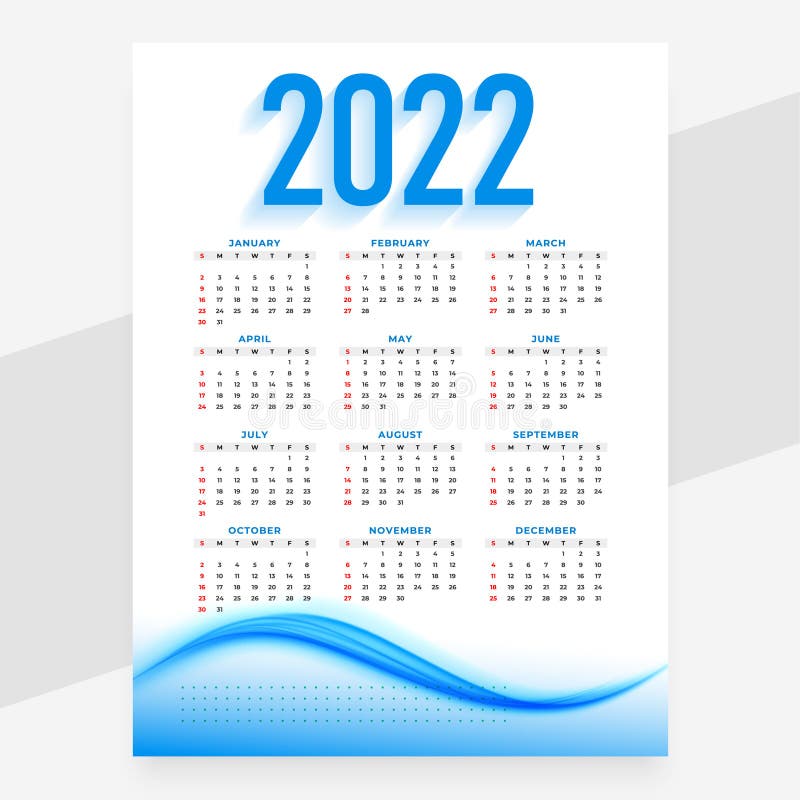 Modern New Year 2021 Blue Wave Calendar Design Template Stock Vector ...