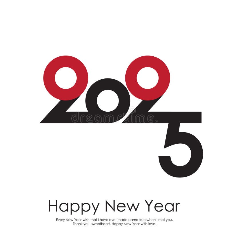 Modern 2025 New Year Text with Elegant Red Design. Vector Stock Vector ...