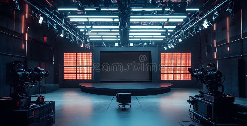 Modern News Studio with Chair Stock Illustration - Illustration of ...