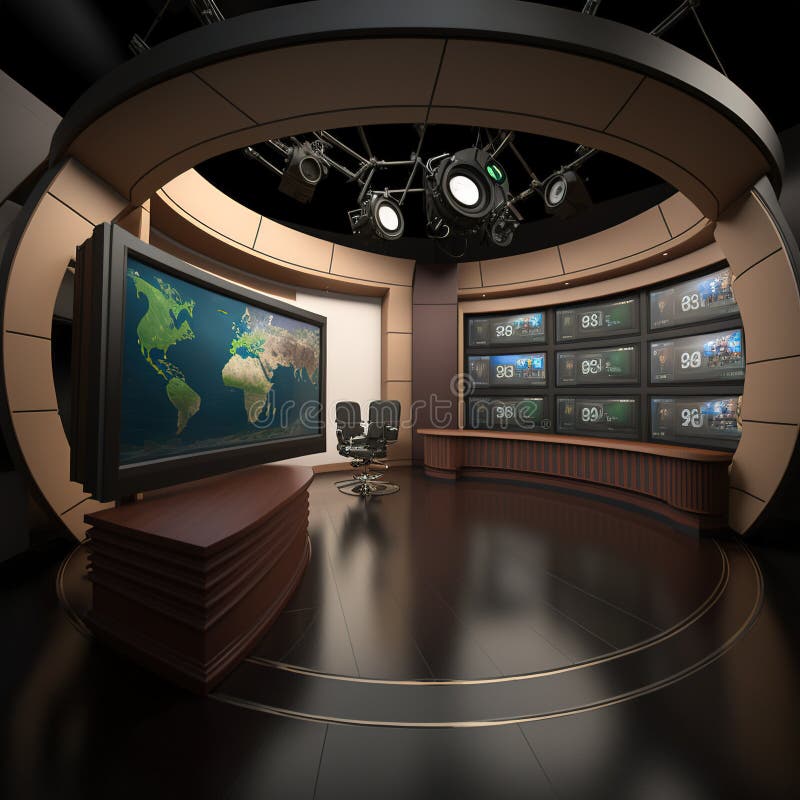 Modern News Studio. Generative AI Stock Illustration - Illustration of ...