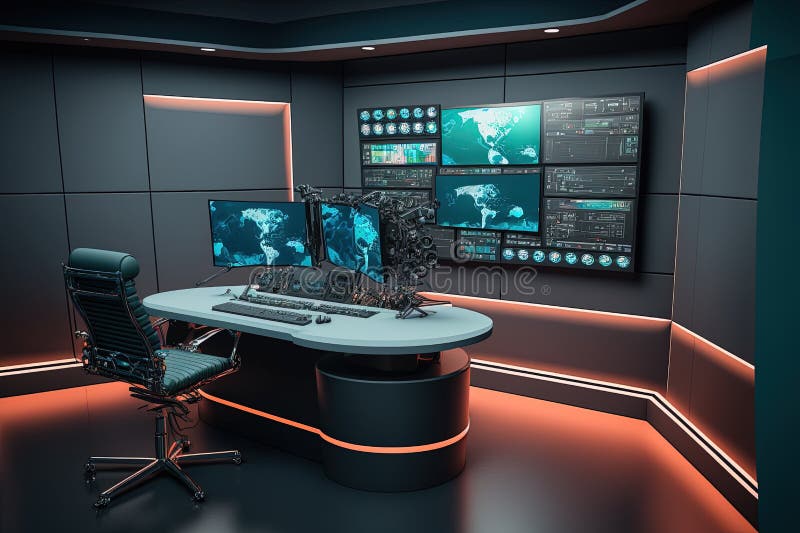 Modern News Studio. Generative AI Stock Illustration - Illustration of ...