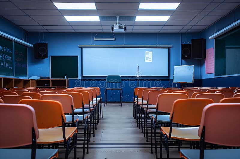 Modern Night Classroom Setting with White Board Innovative Educational ...