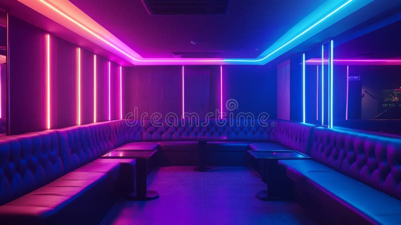 Modern Nightclub Lounge with Pink and Blue Neon Lighting Stock ...