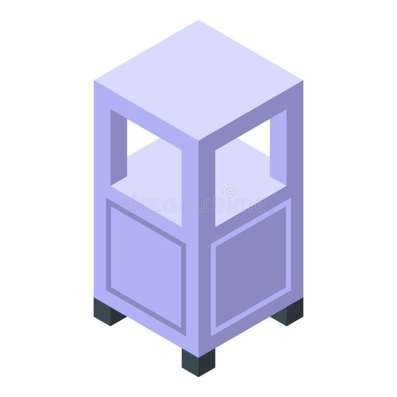 Modern Nightstand with Open Shelf and Closed Compartment Isometric Icon ...