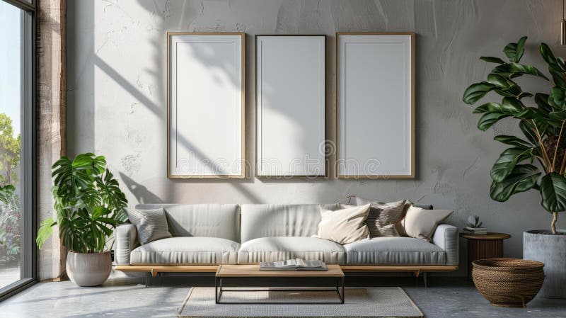 Modern Nordic Interior Design Poster Frame Stock Illustration ...