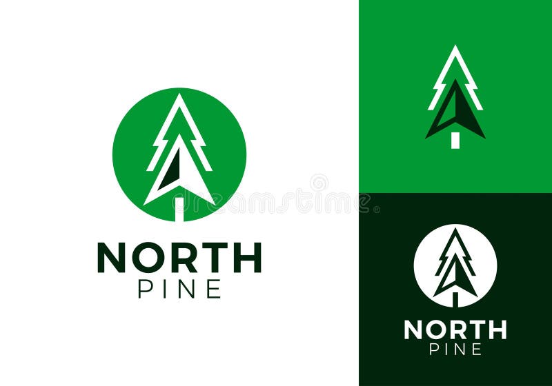 Modern North with Pine Tree Logo Design Vector Stock Illustration ...