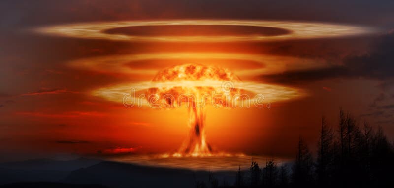 A Modern Nuclear Bomb Explosion. Stock Illustration - Illustration of ...