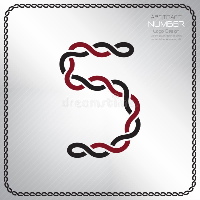 Modern Number Five Template, Design the Rope To Be a Alphabet, Vector ...