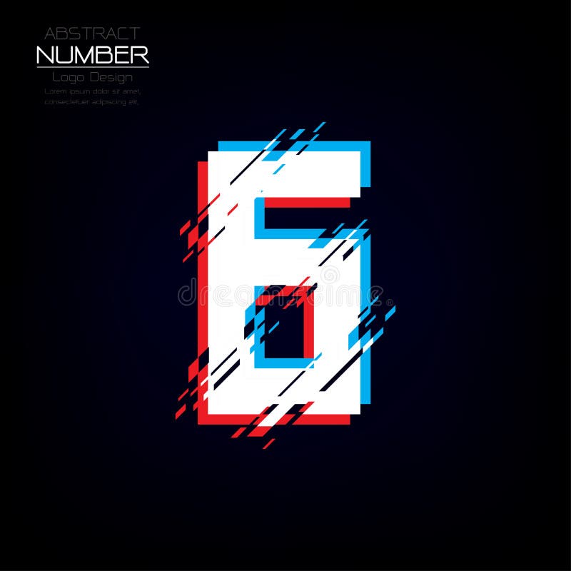 Modern Glitch Set of Number Template, Abstract Distortion of Character ...