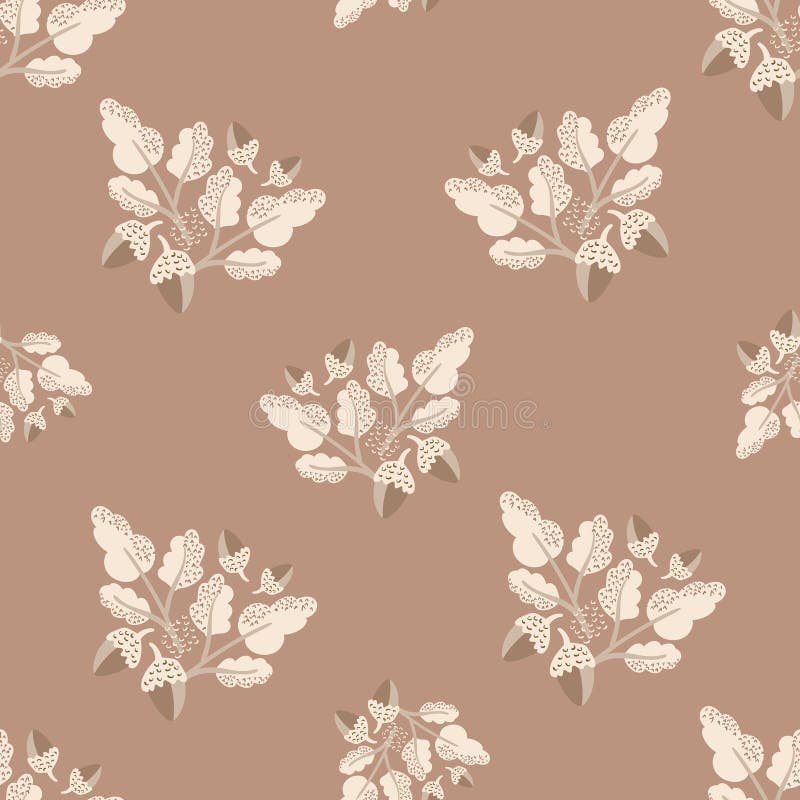 Modern Oak Leaf Acorn Vector Seamless Background Pattern. Hand-drawn ...