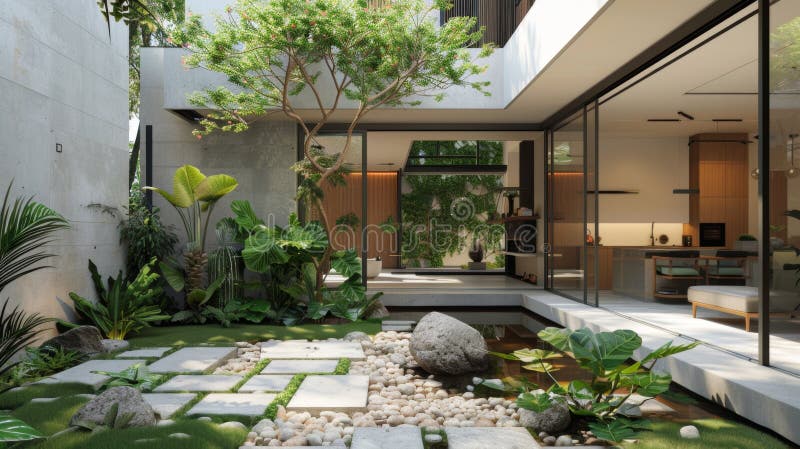 Modern Oasis Blending Nature and Architecture in Biophilic Courtyard ...