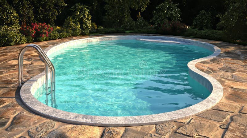 Modern Oasis by the Pool: Peaceful Backyard Hideaway Stock Photo ...